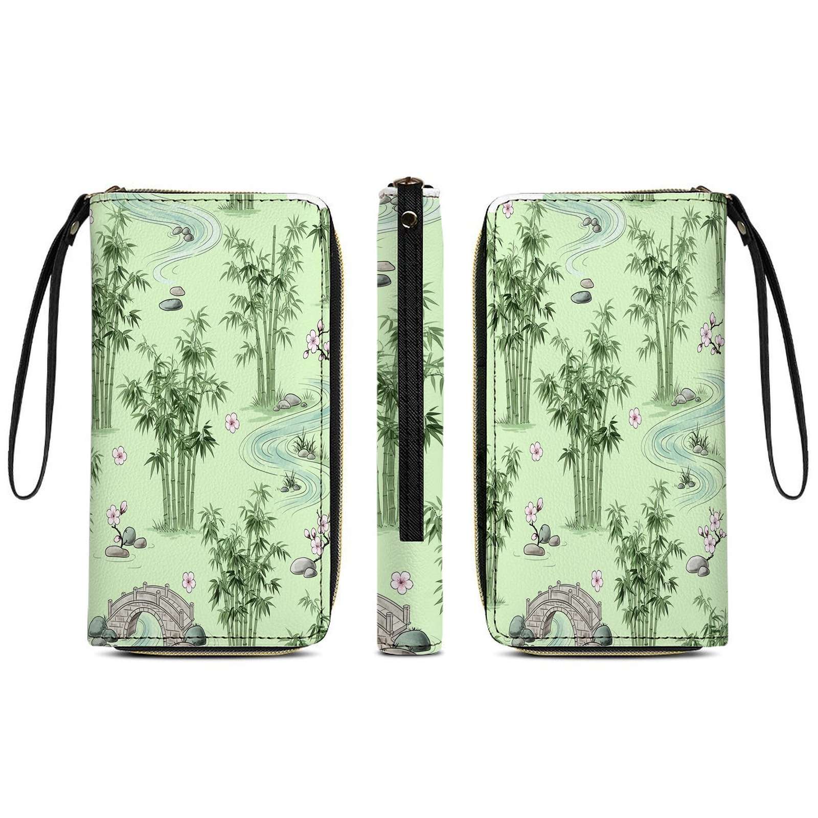 Bamboo Garden Scene Print Long Wallets For Women PU Leather Purse Card ...