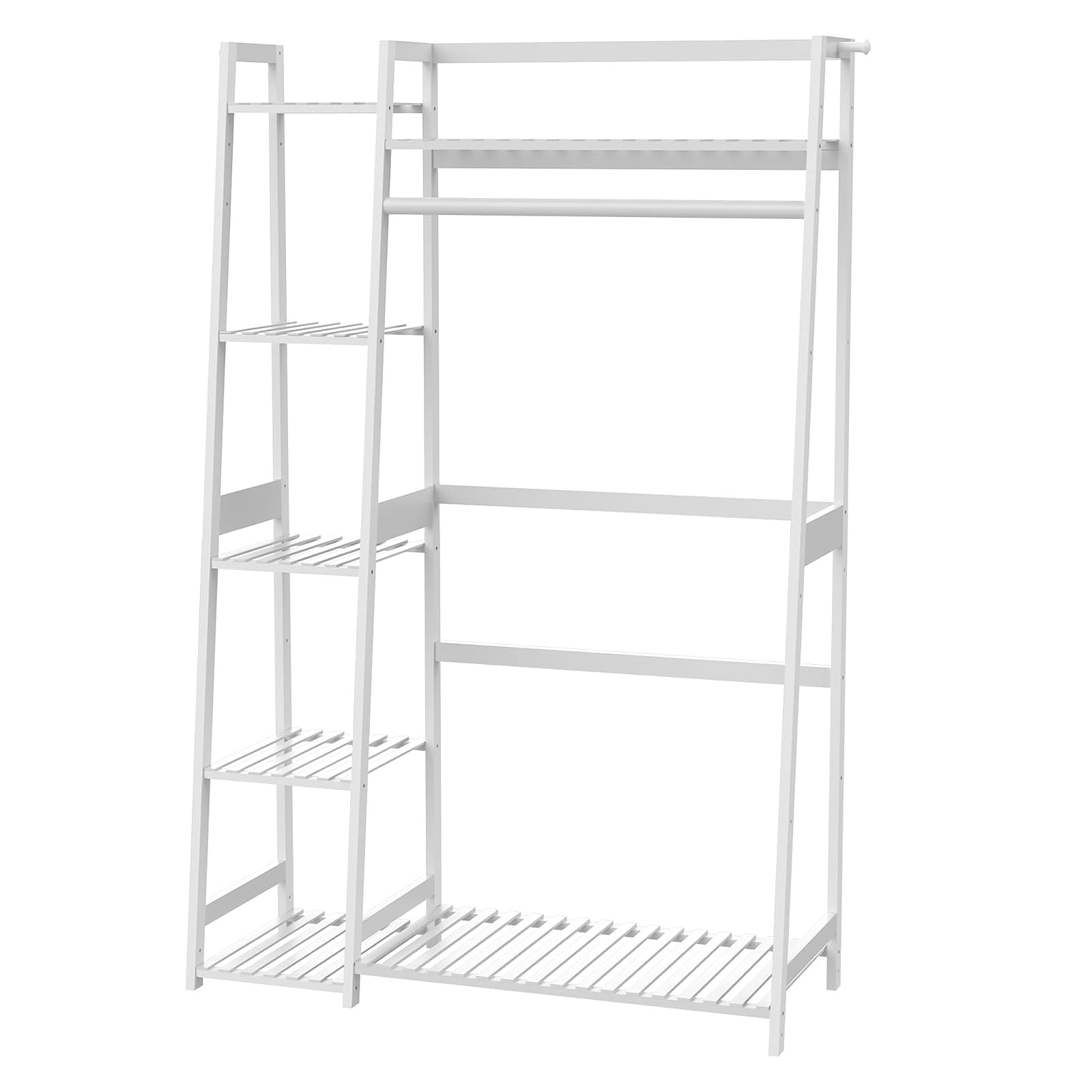 Bamboo Garment Rack,DFITO 7-Tier Storage Shelves Clothes Hanging Rack ...