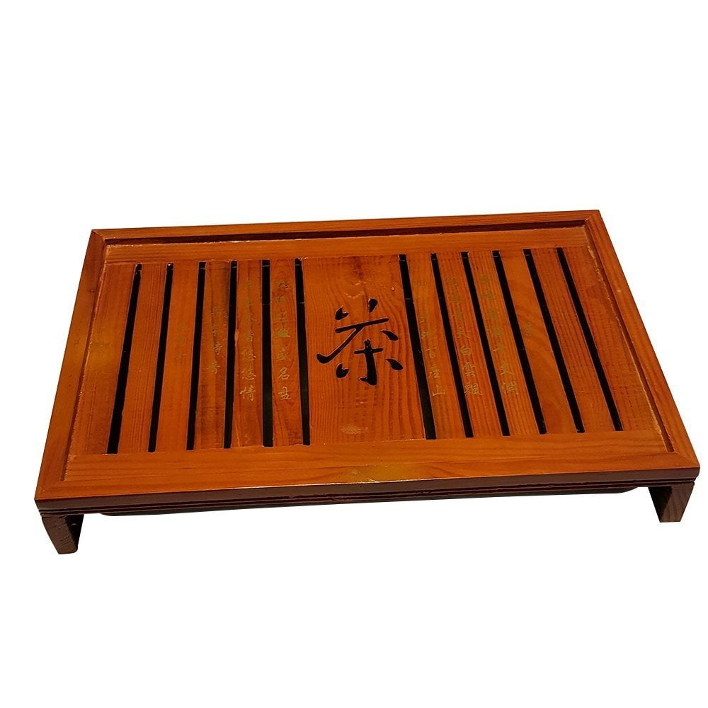Bamboo GongFu Tea Serving Tray L17" x W11" x H2.5" - Walmart.com