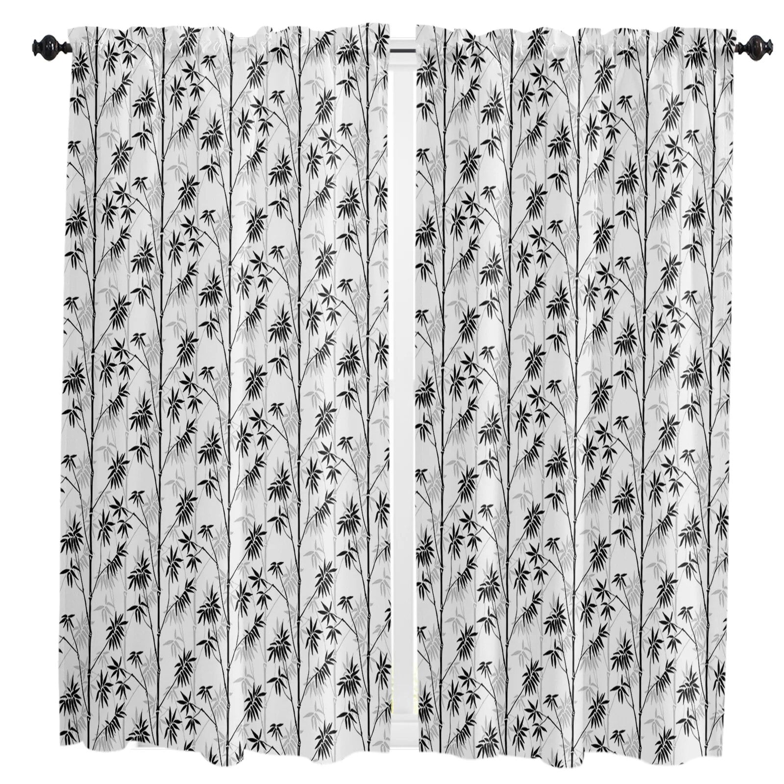 Bamboo Gradient Texture Black Curtain Home Decoration Living Room Short ...