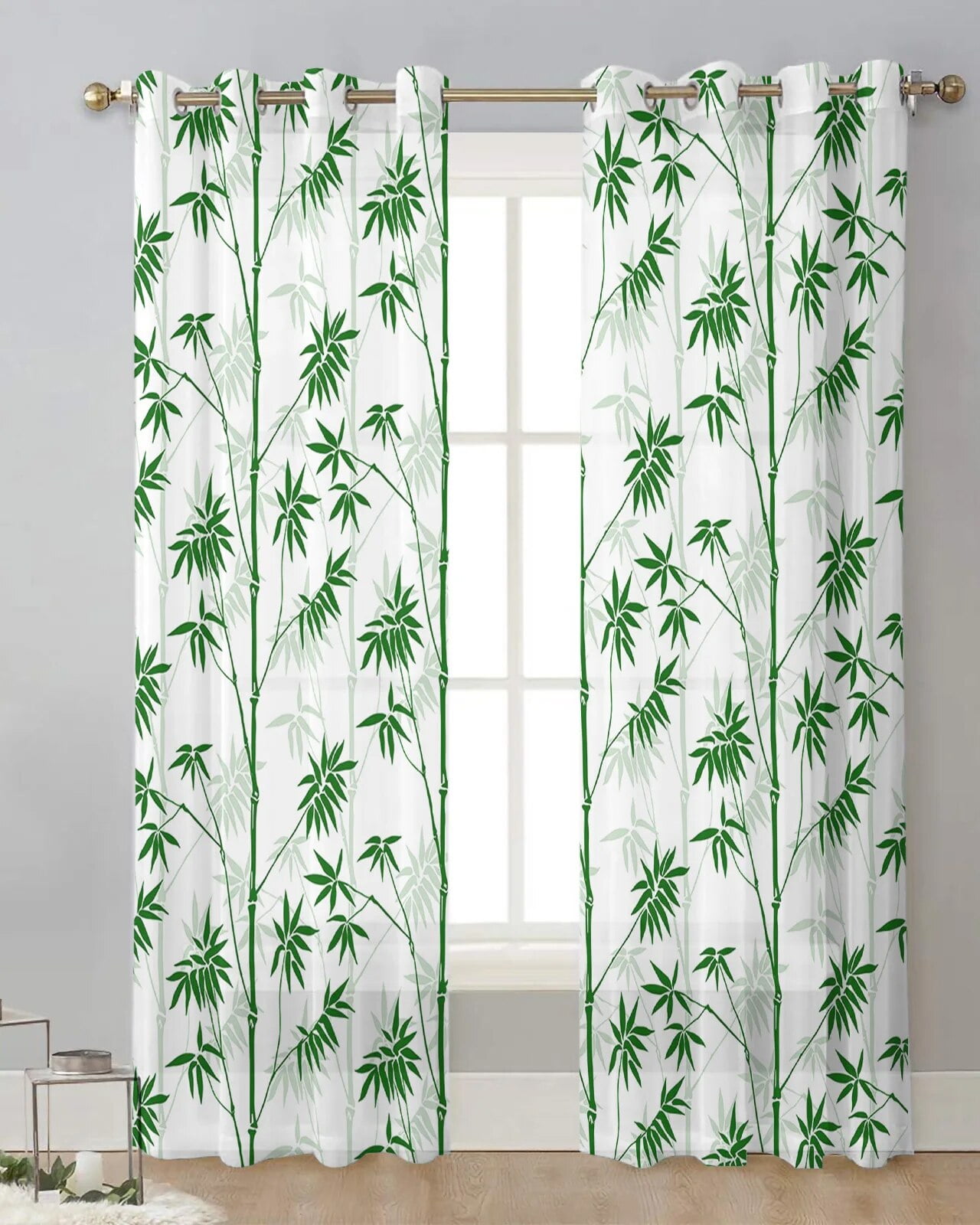 Bamboo Gradient Texture Green Tulle Living Room ration Transparent ...