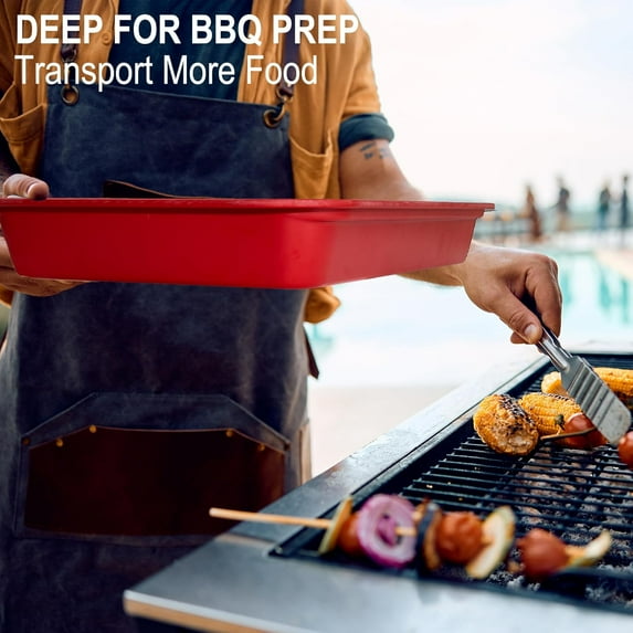 Bamboo Grilling Prep and Serve Trays with lid, BBQ Tray for Marinating ...