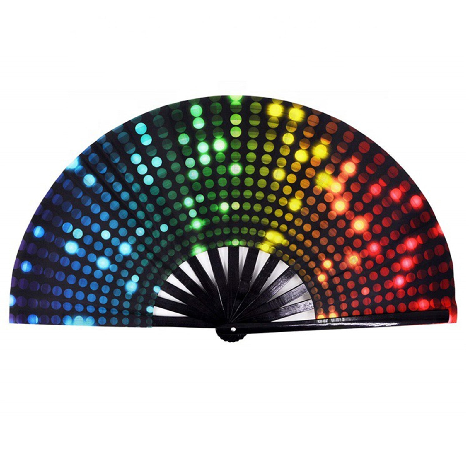 Bamboo Hand Fan Colorful Holographic Rave Fan Folding Fan with Bamboo ...