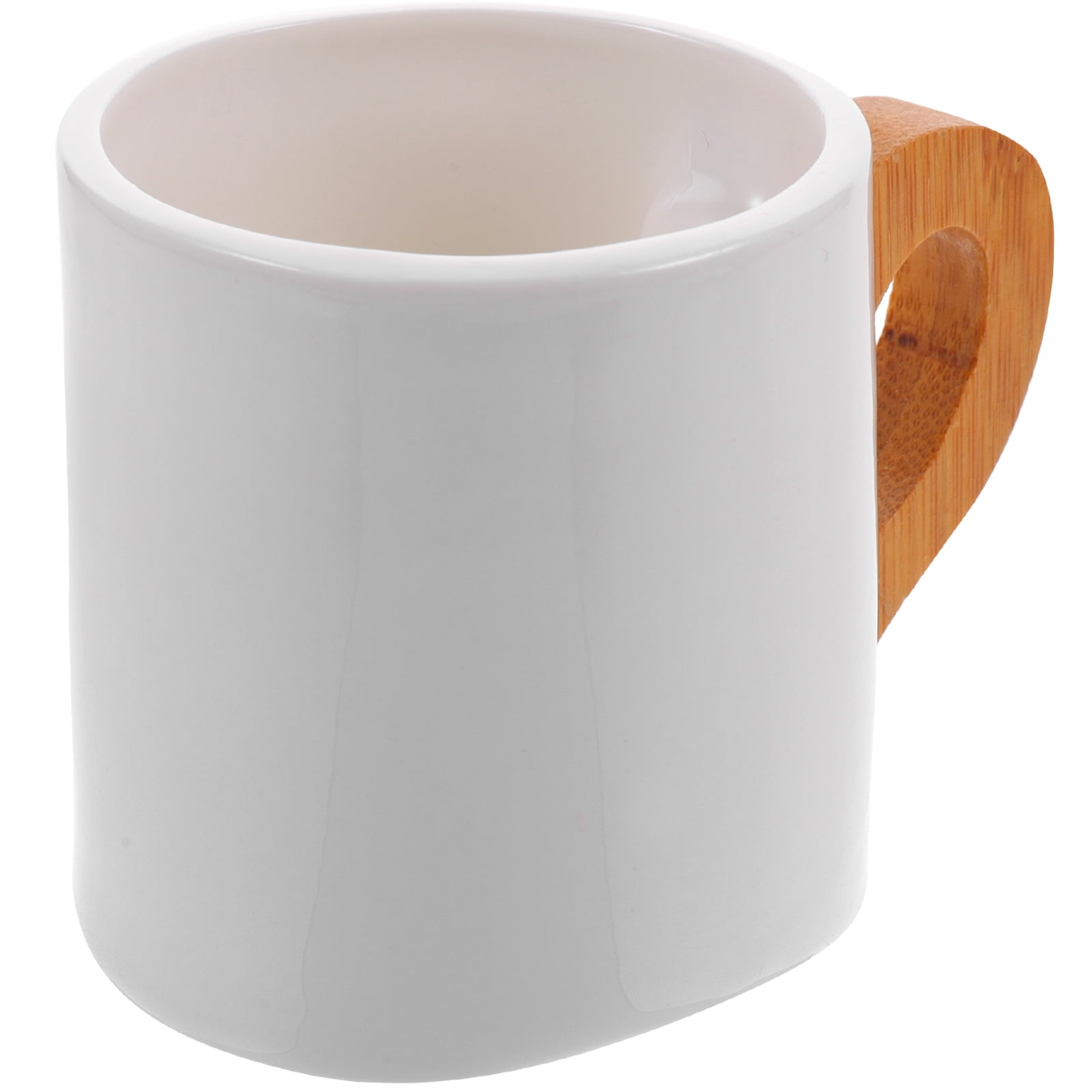 Bamboo Handle Coffee Mug Ceramic Drinking Cups Porcelain Saucer Office ...