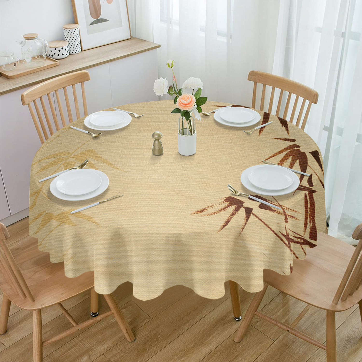 Bamboo Handmade Paper Retro Round Tablecloths for Dining Table ...