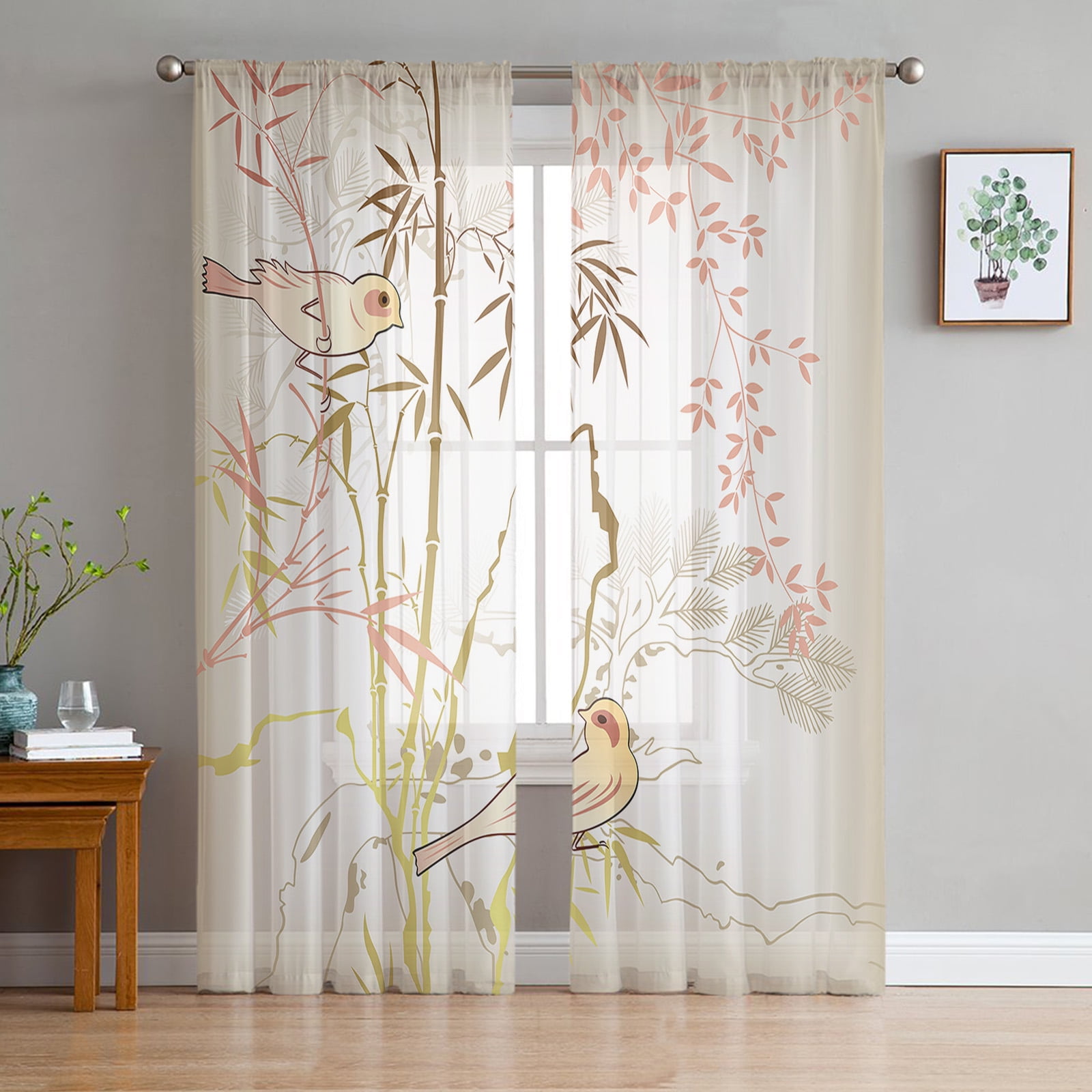 Bamboo Handmade Paper Tulle Curtains for Living Room Bedroom Sheer ...