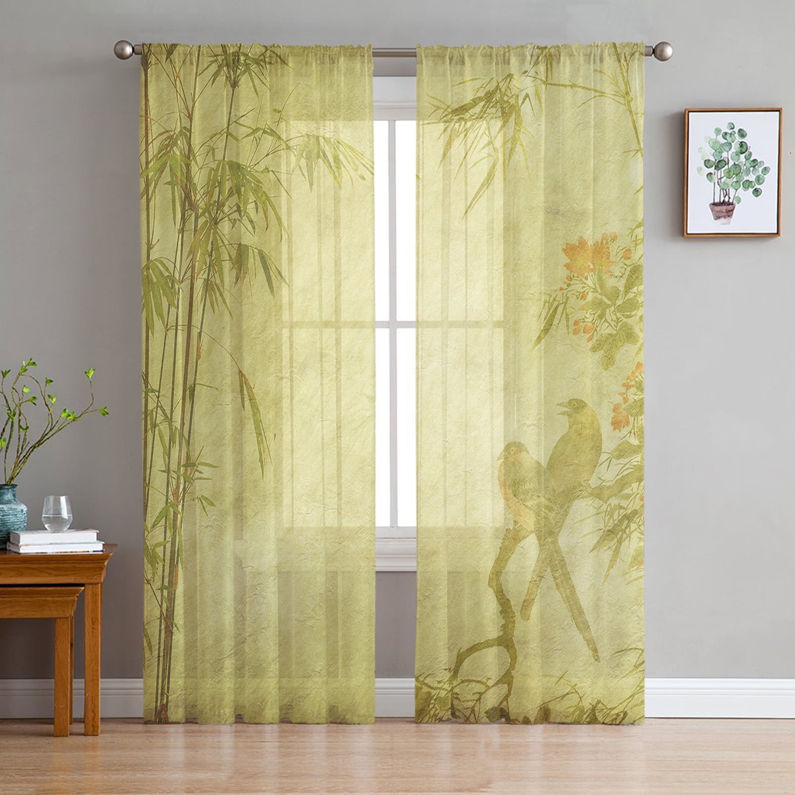 Bamboo Handmade Paper Tulle Curtains for Living Room Bedroom Sheer ...