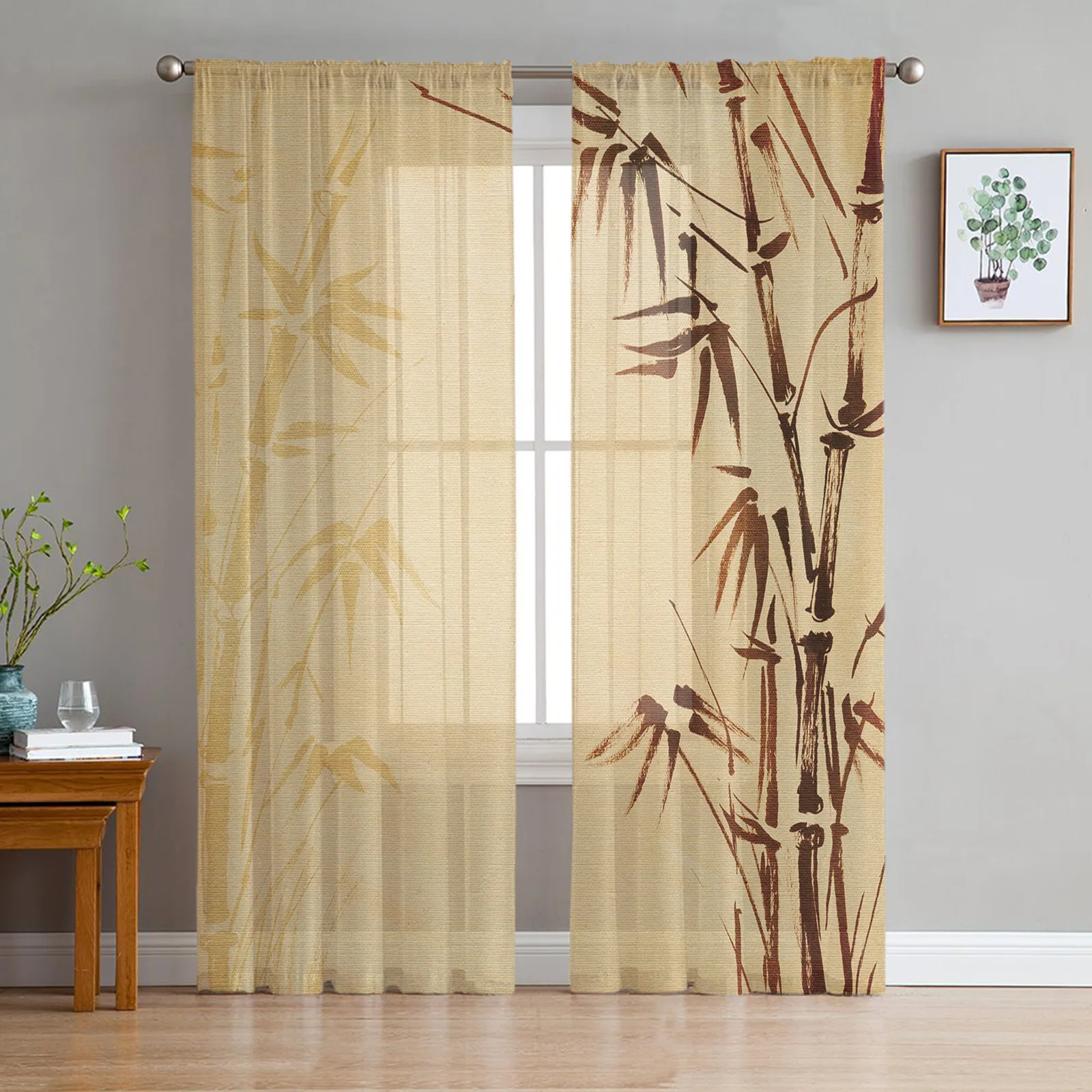 Bamboo Handmade Paper Tulle Curtains for Living Room Bedroom Sheer ...