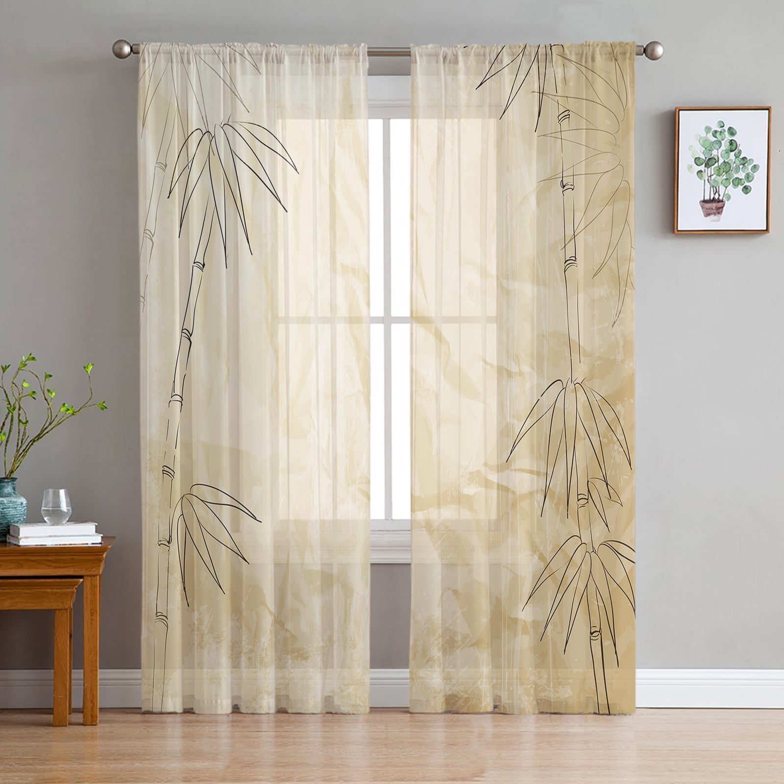 Bamboo Handmade Paper Tulle Curtains for Living Room Bedroom Sheer ...