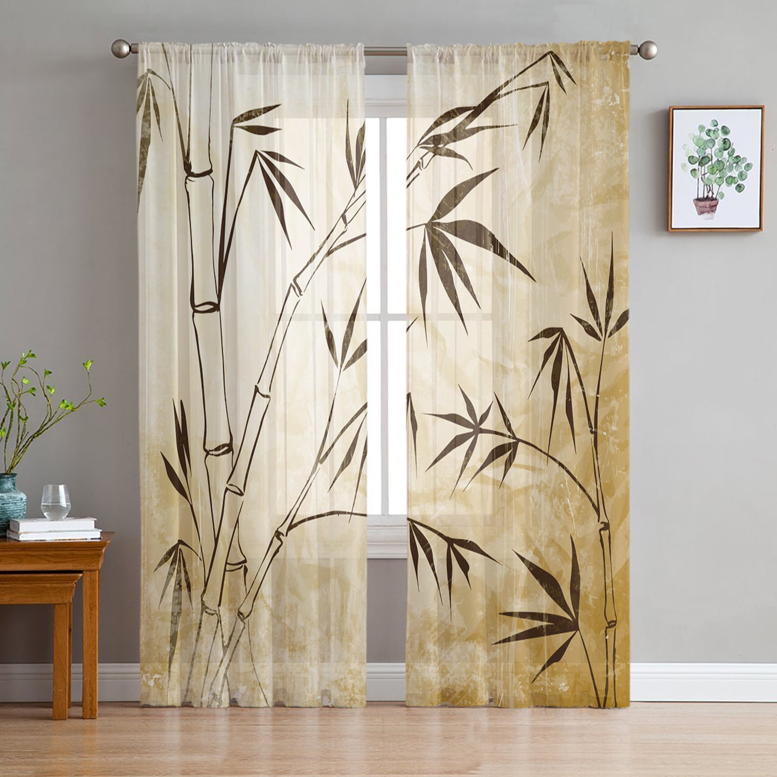 Bamboo Handmade Paper Tulle Curtains for Living Room Bedroom Sheer ...