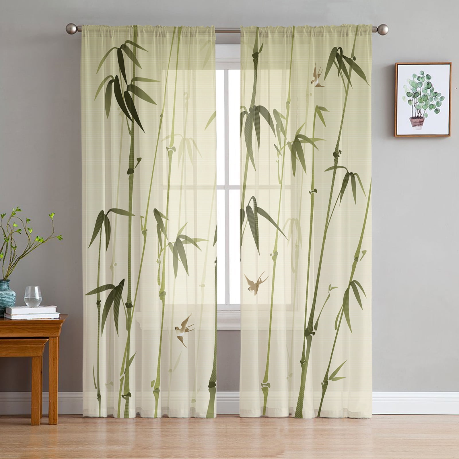Bamboo Handmade Paper Tulle Curtains for Living Room Bedroom Sheer ...