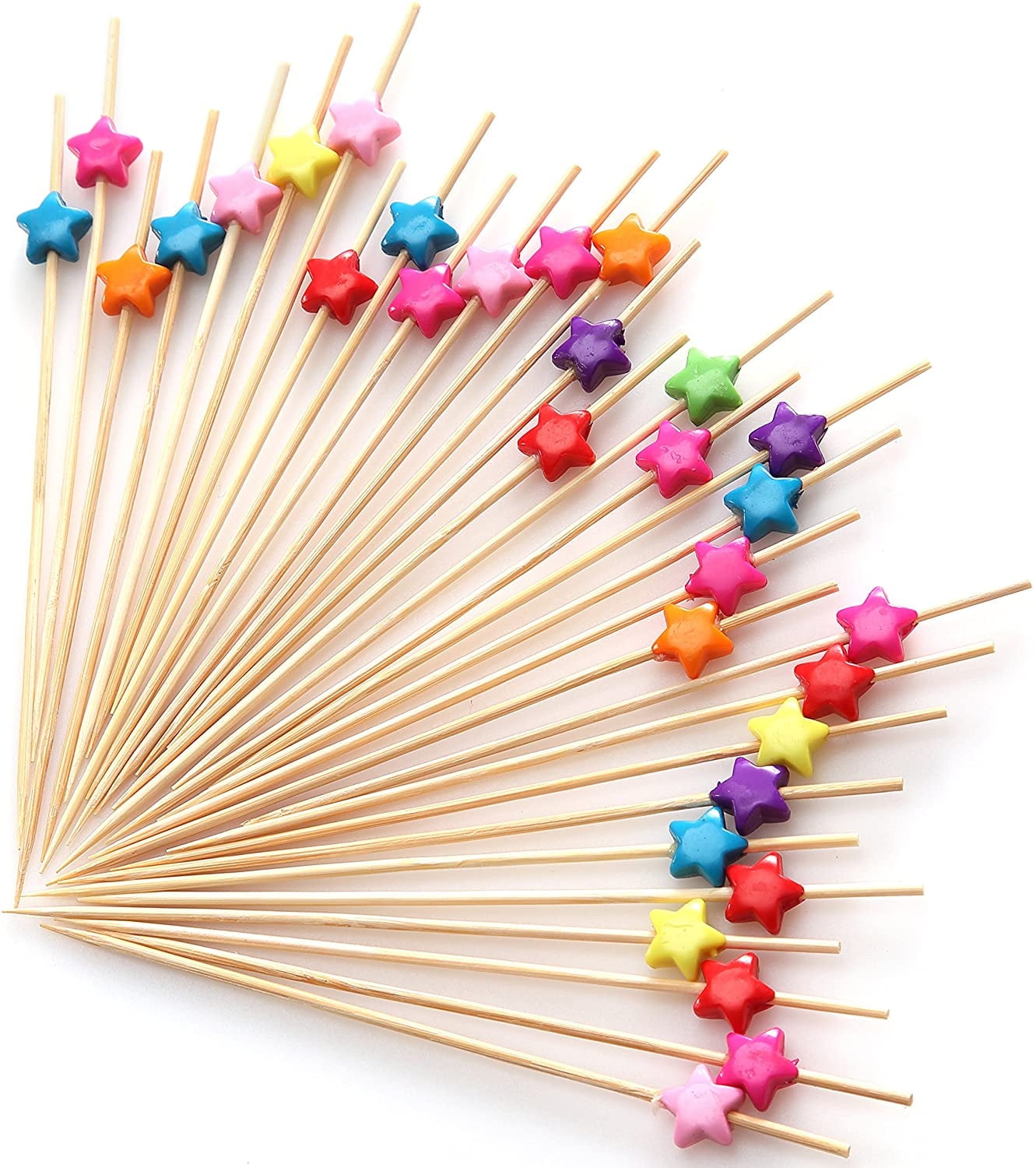 Bamboo Handmade Toothpicks Sticks 100pcs Assorted Color Stars - Walmart.com