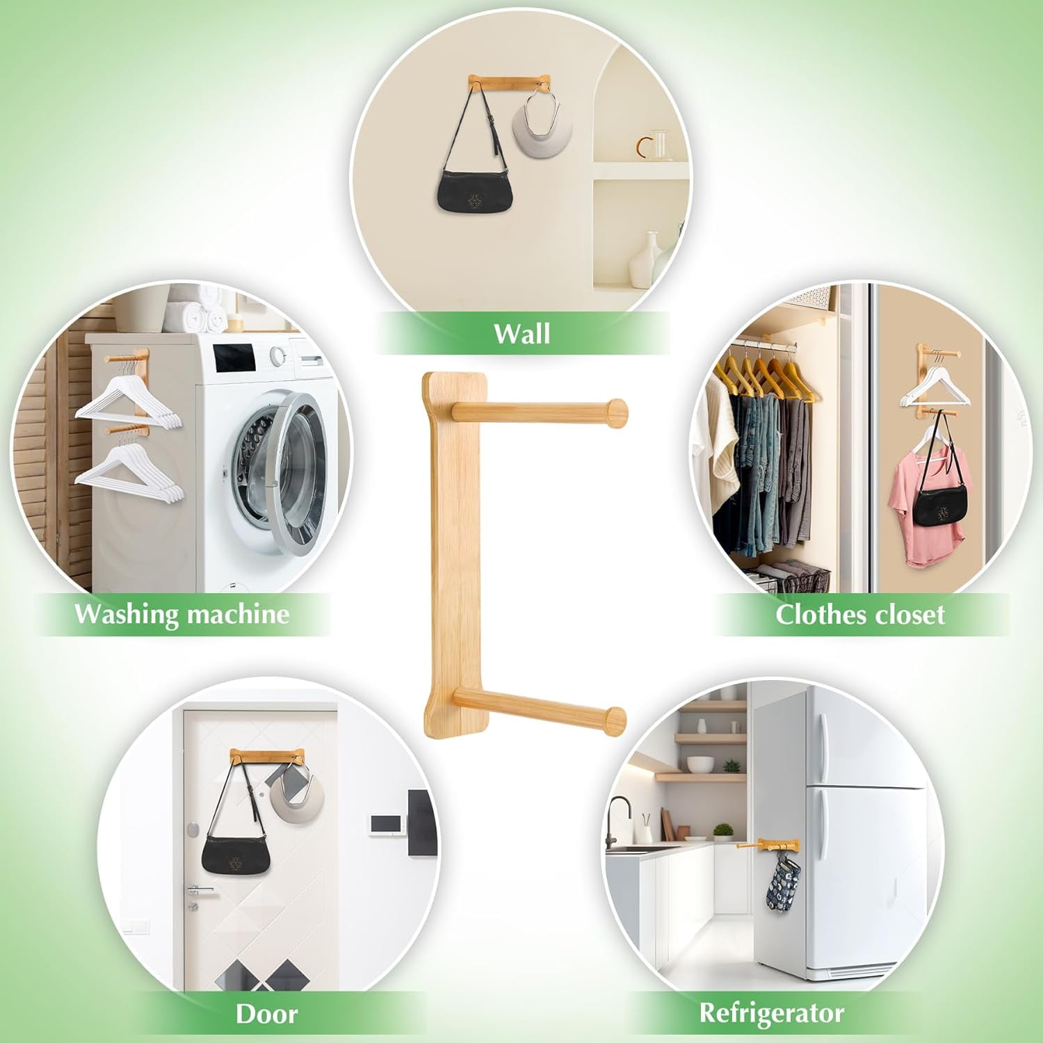 Bamboo Hanger Organizer Stacker，Magnetic Hanger Holder for Laundry Room ...