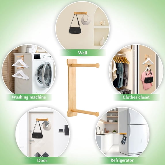Bamboo Hanger Organizer Stacker，Magnetic Hanger Holder for Laundry Room ...