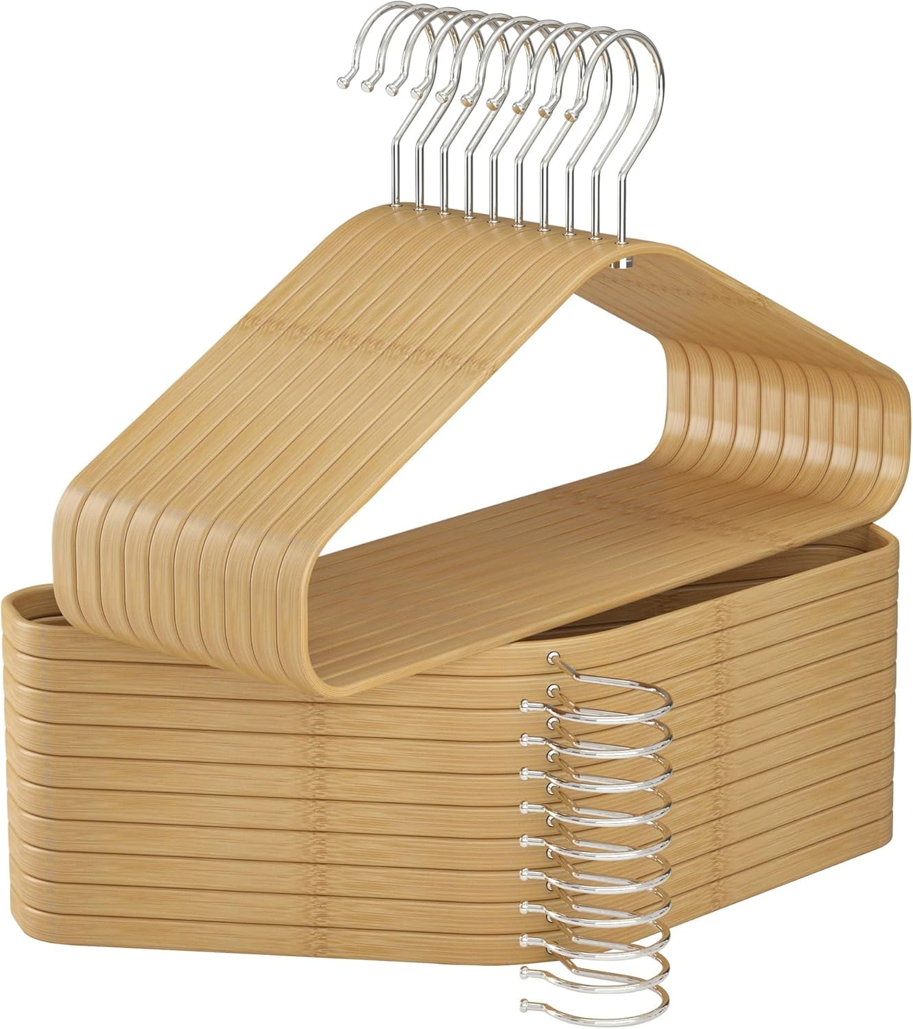 Bamboo Hangers 30 Pack - Durable & Slim Coat Hanger - Suit Hangers with ...