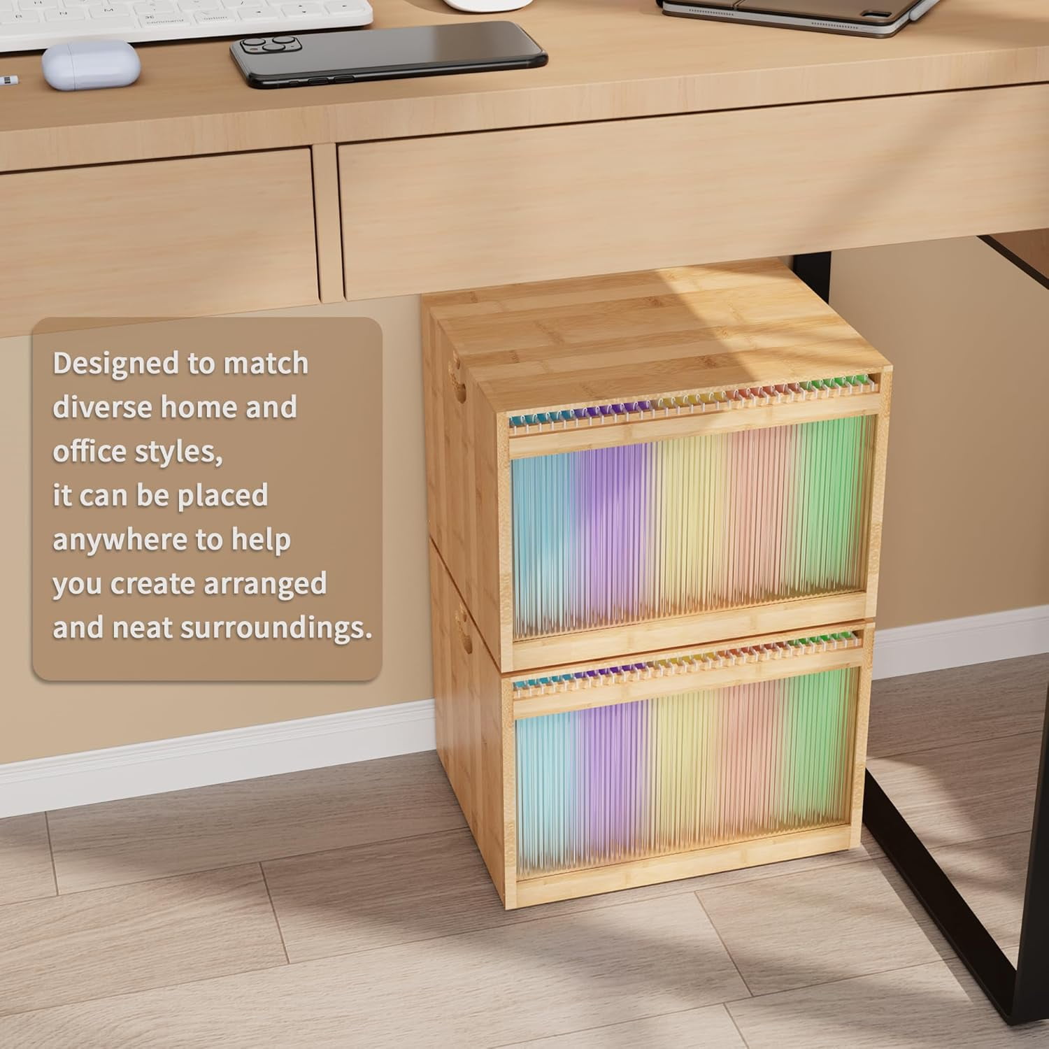 Bamboo Hanging File Box with Lid, 2 Packs - Walmart.com