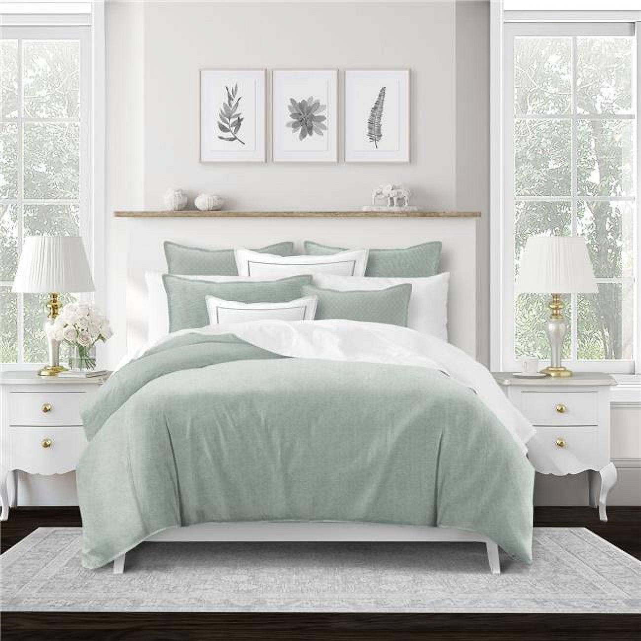 Bamboo Haven Mist Super King Coverlet & 2 Pillow Shams Set - 5 Piece ...