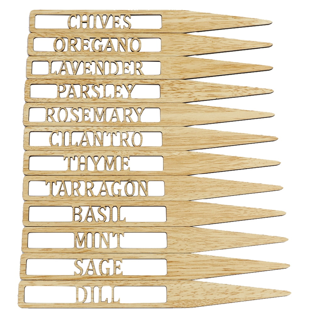 Bamboo Herb Garden Markers - Set of 12 Beautiful Herb Garden Labels ...