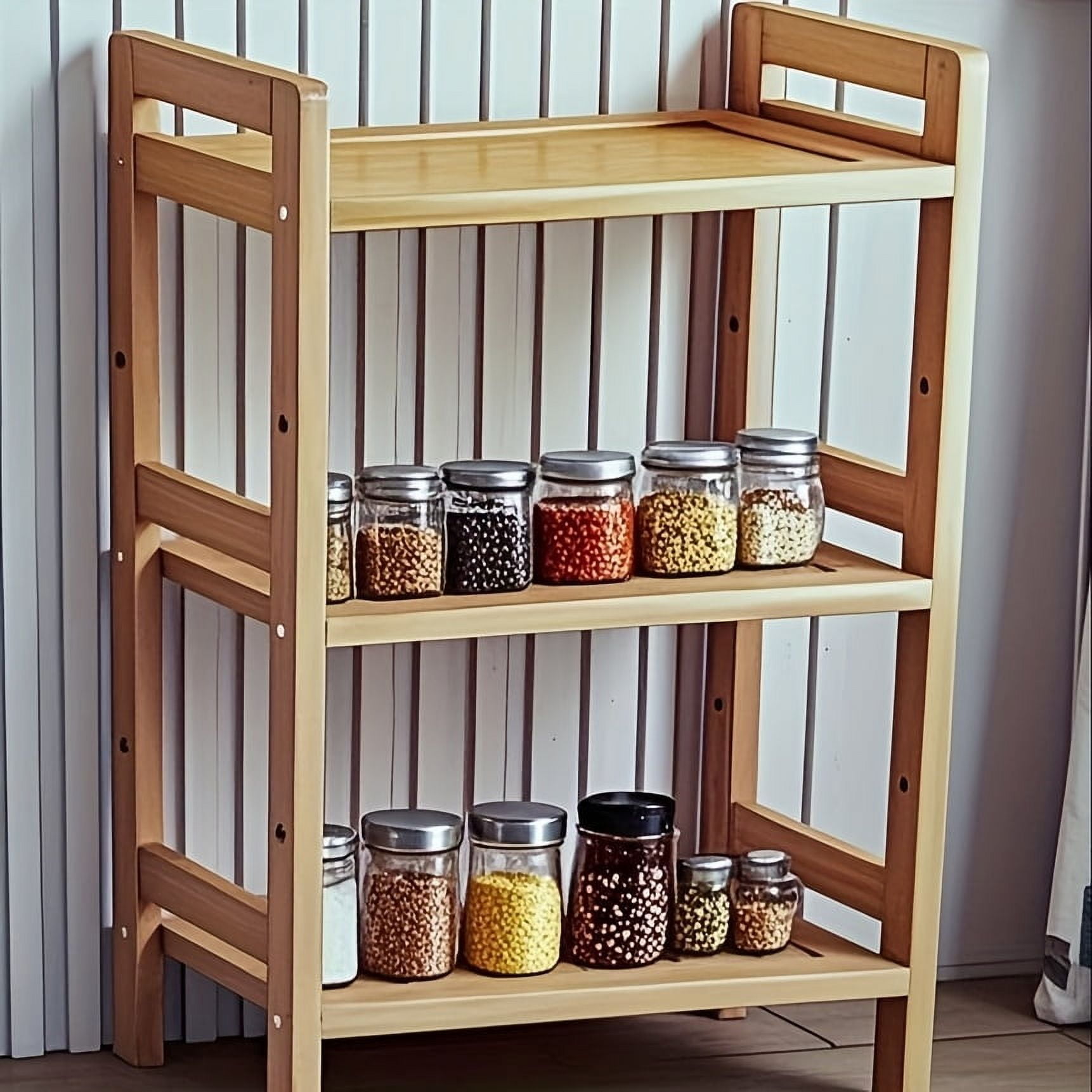 Bamboo Home 3 Tier Vertical Pantry Shelf For Kitchen Cabinet Storage ...