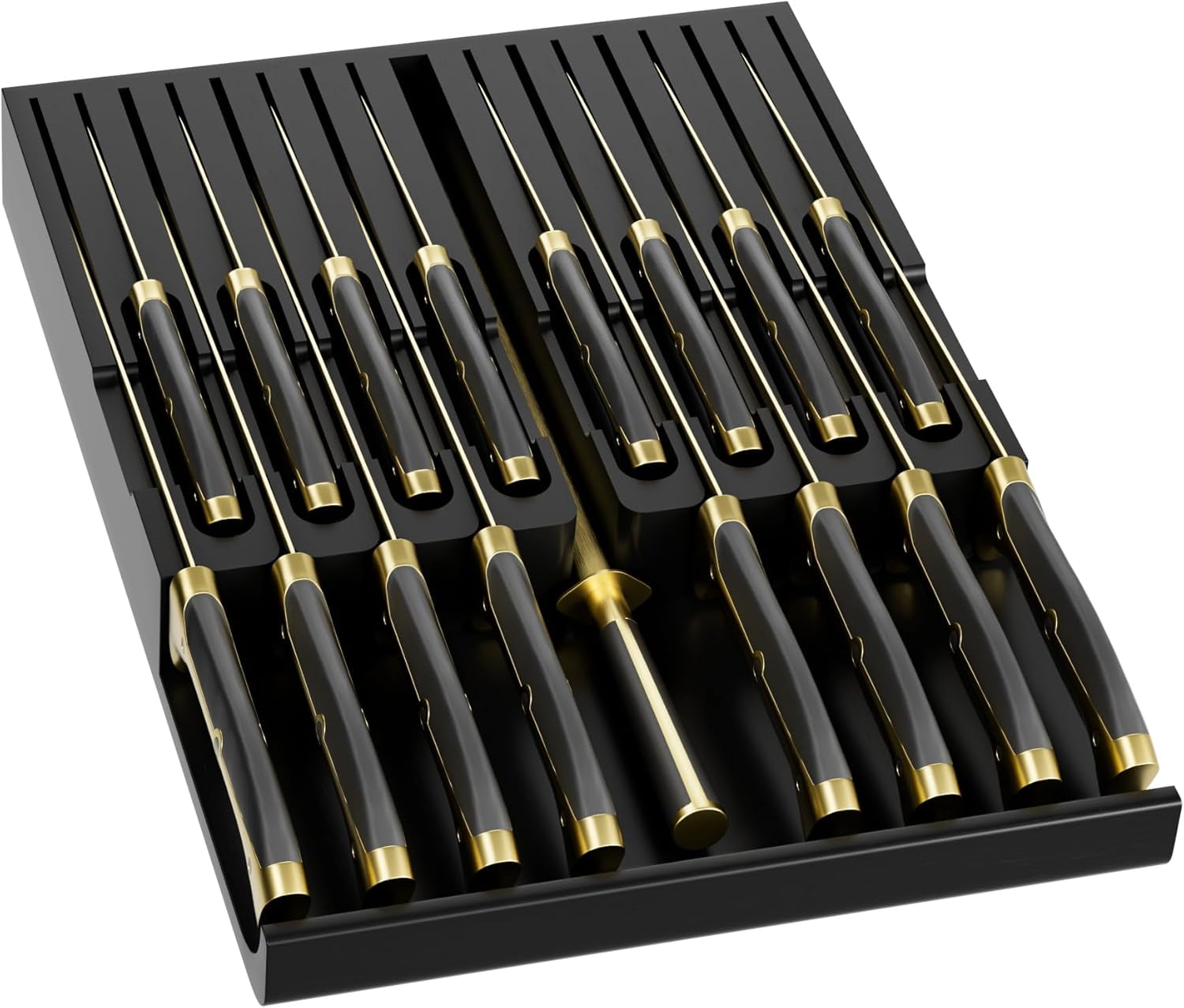 Bamboo In-drawer Knife Block - Knife Drawer Organizer Insert Large ...