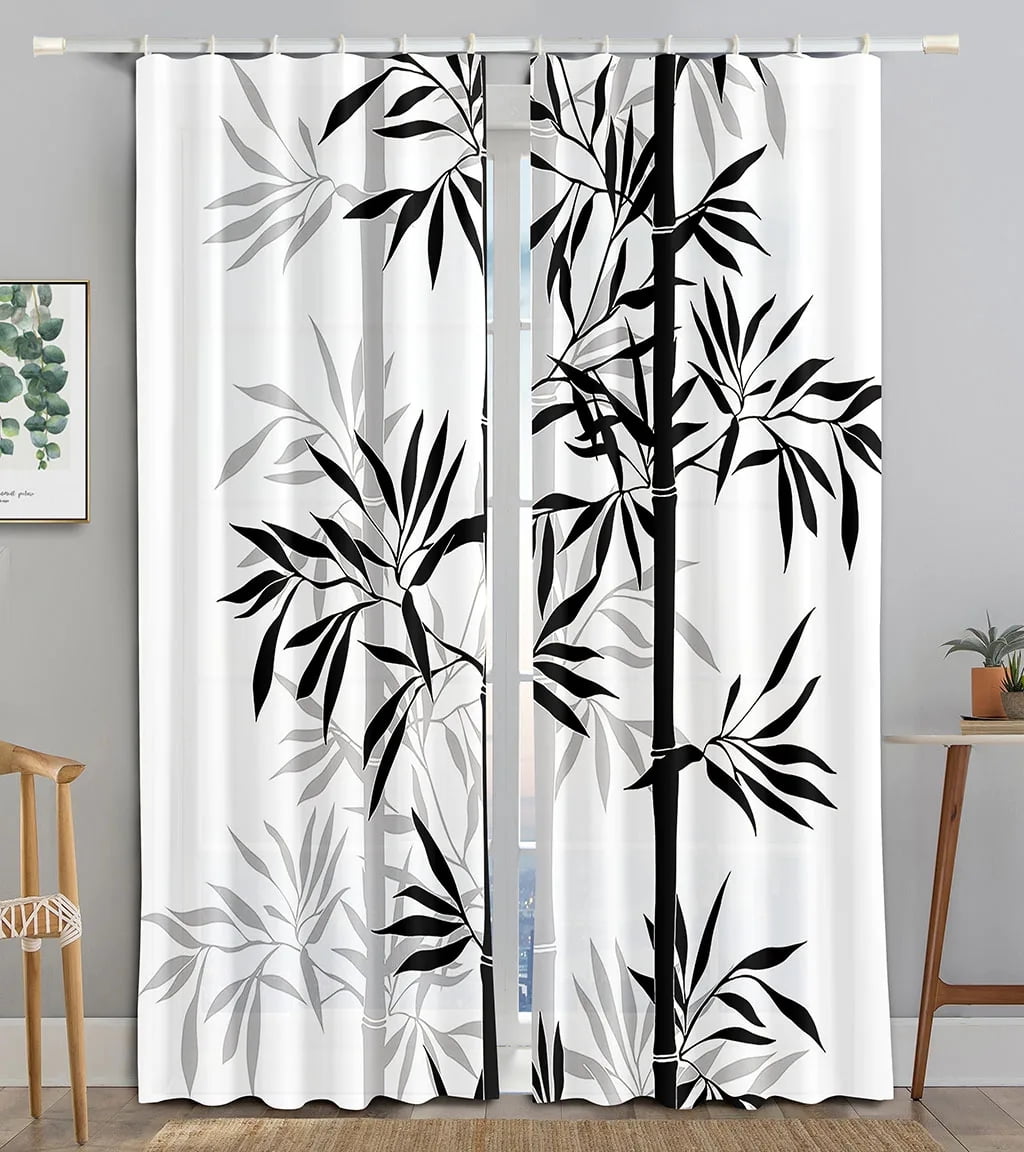 Bamboo Ink Red Sun Pattern High Shading Curtains Different Styles of ...