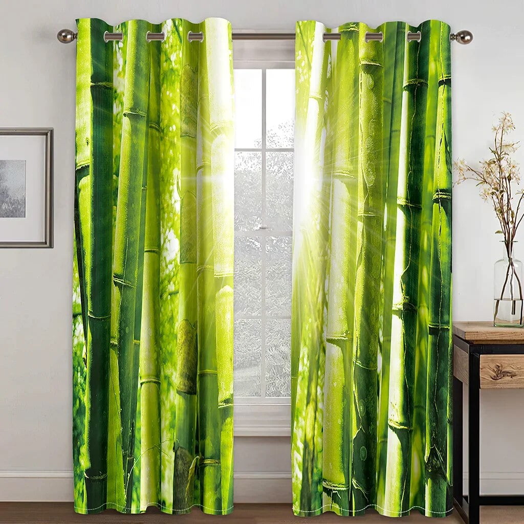 Bamboo Ink Red Sun Pattern High Shading Curtains Different Styles of ...