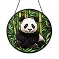 Bamboo Inspired Panda Stained Glass Window Suncatcher, Playful Hanging ...