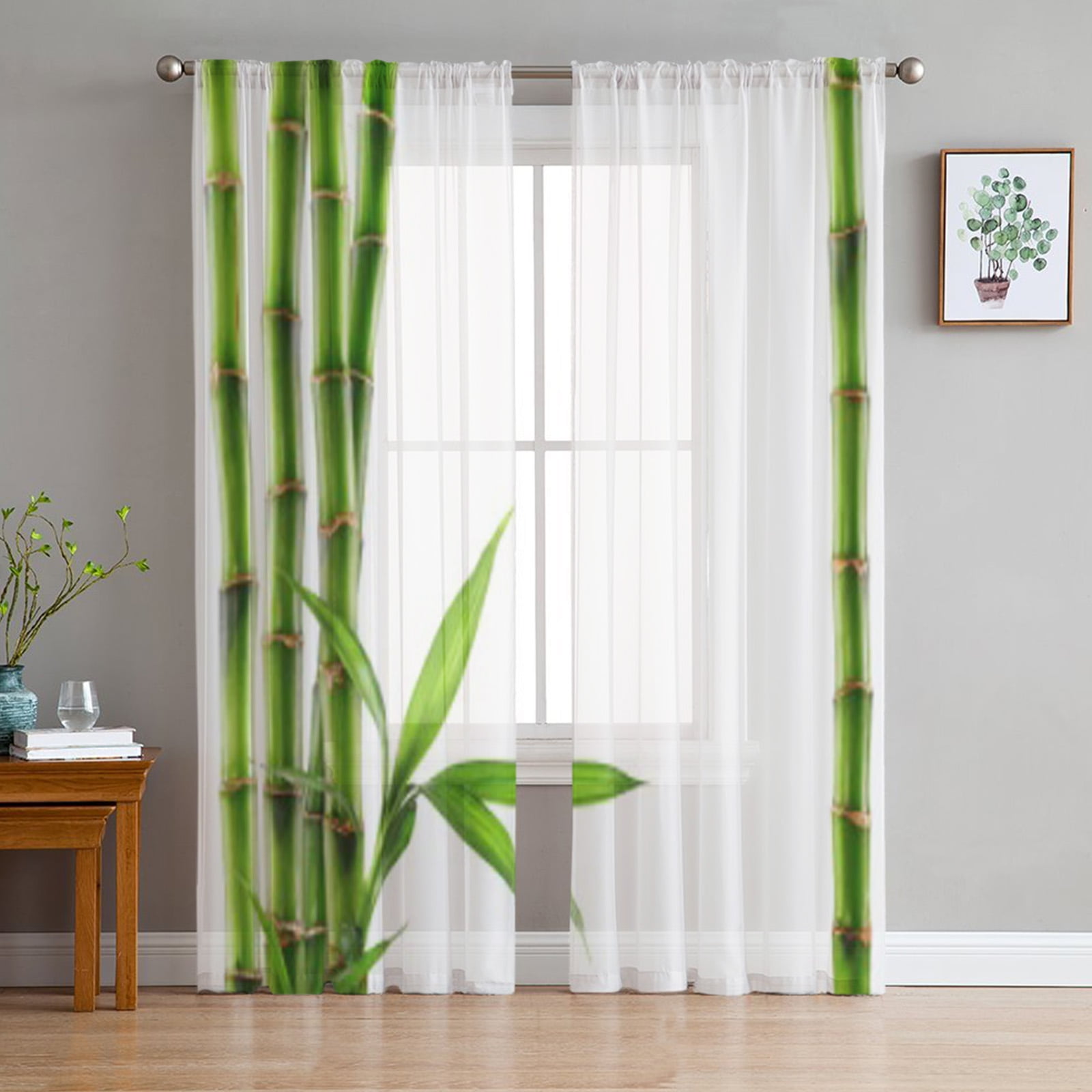 Bamboo Isolated On White Background Tulle Sheer Curtains for Living ...