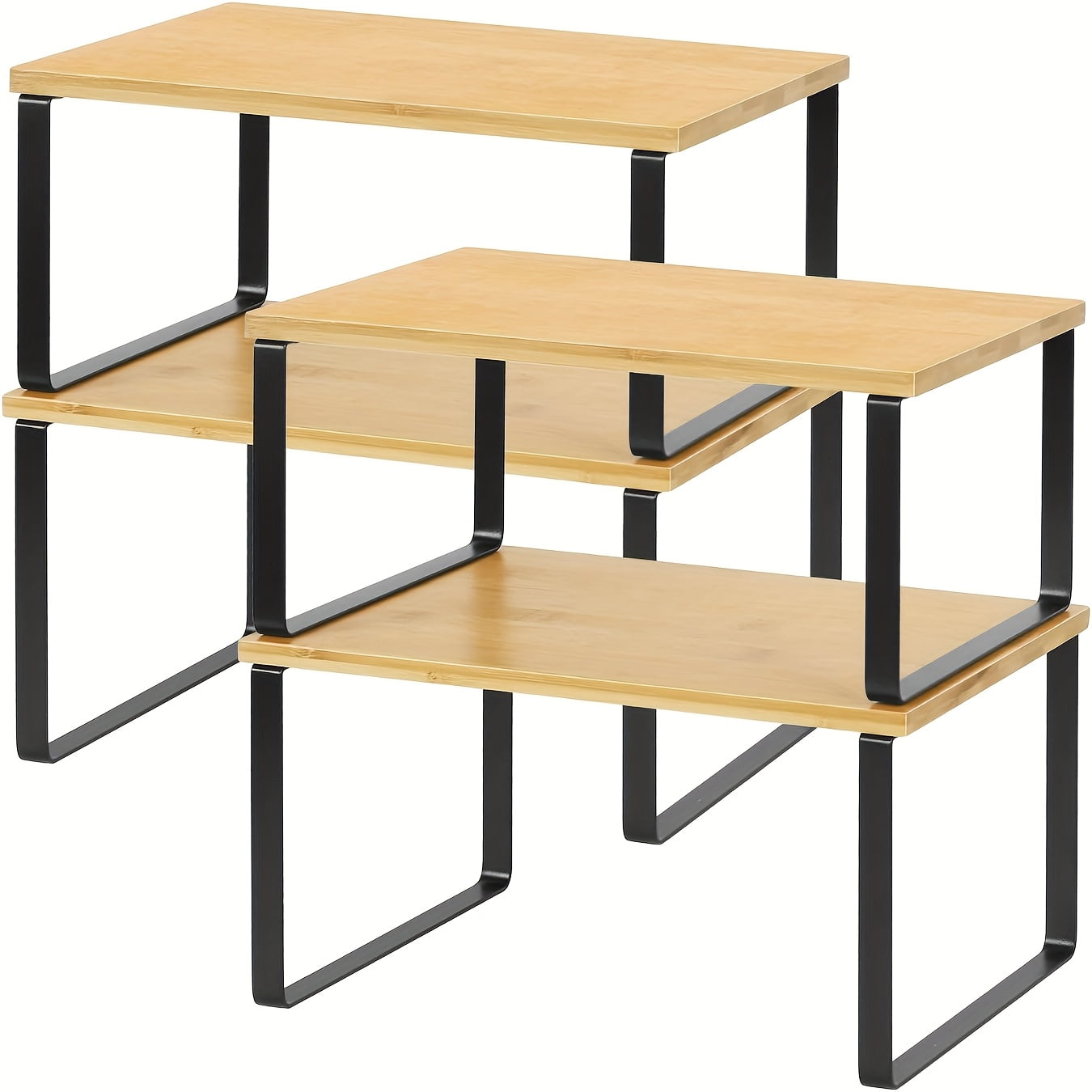 Bamboo Kitchen Cabinet and Counter Shelf Organizer, Stackable and ...