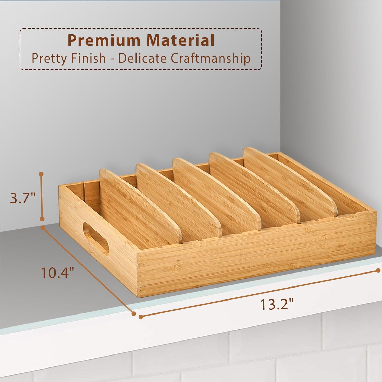 Bamboo Kitchen Cabinet Organizer - Adjustable Dividers for Food Storage ...