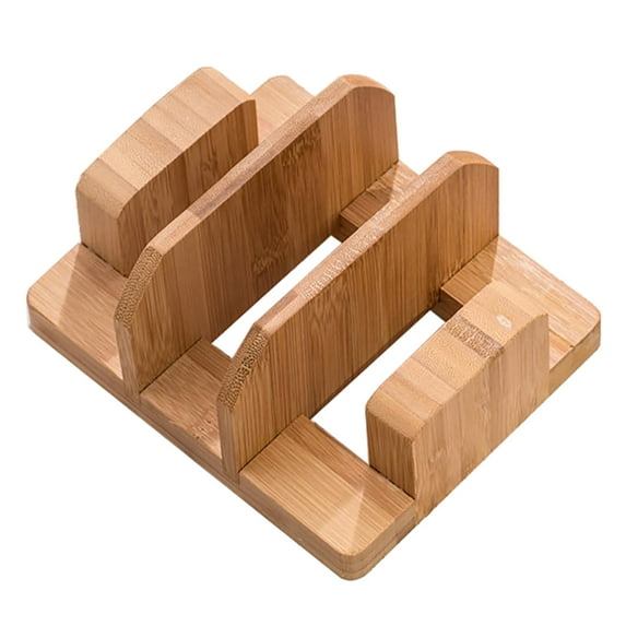 Bamboo Kitchen Cabinet Organizer Rack for Pot Lids, Cutting Boards, and ...