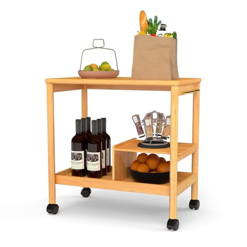 Bamboo Kitchen Cart - 3-Tier Rolling Storage for Family Organization ...