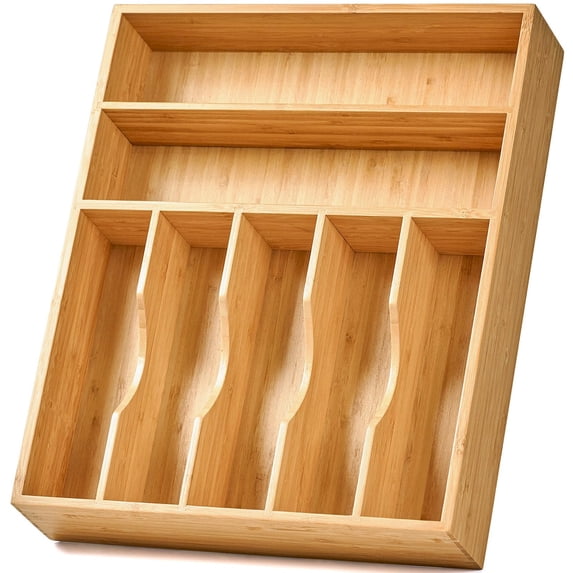 Bamboo Kitchen Drawer Organizer, 13 Inch Silverware Utensil Tray Holder ...