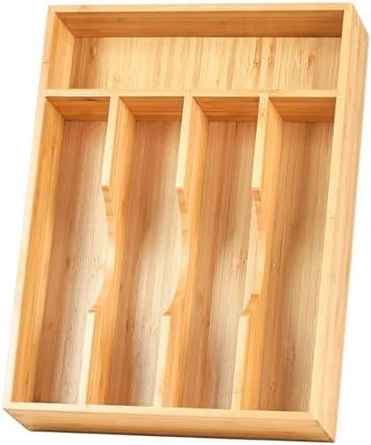 Bamboo Kitchen Drawer Organizer, 9 Inch Silverware Utensils Tray Holder ...