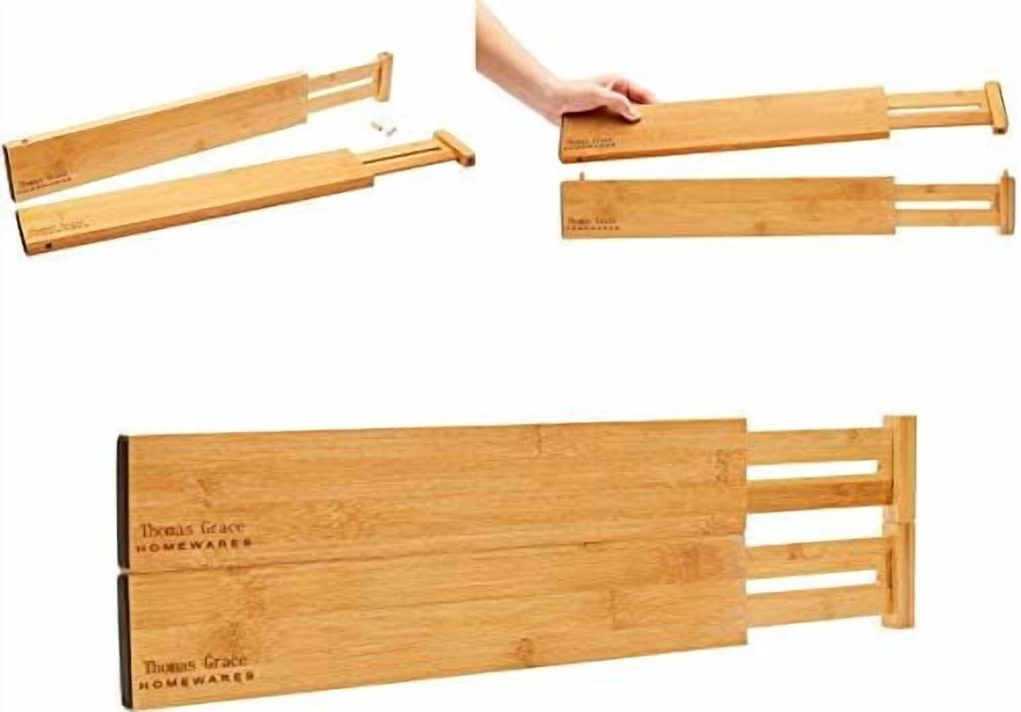 Bamboo Kitchen Drawer Organizer Divider Stackable for Deep Drawers ...