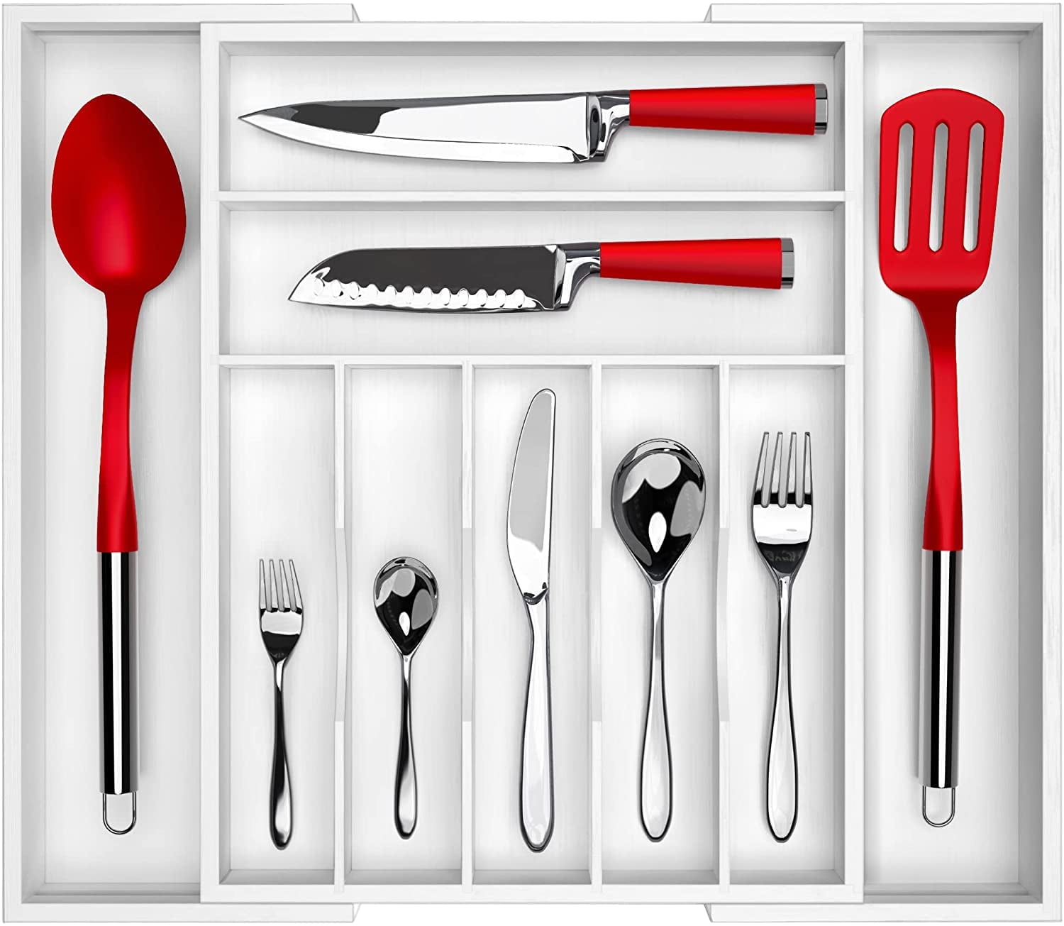 Expandable Bamboo Kitchen Drawer Organizer - Cutlery Tray and Utensil ...