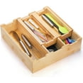 Bamboo Kitchen Drawer Organizer, Stackable 2-Tier Utensil Drawer ...