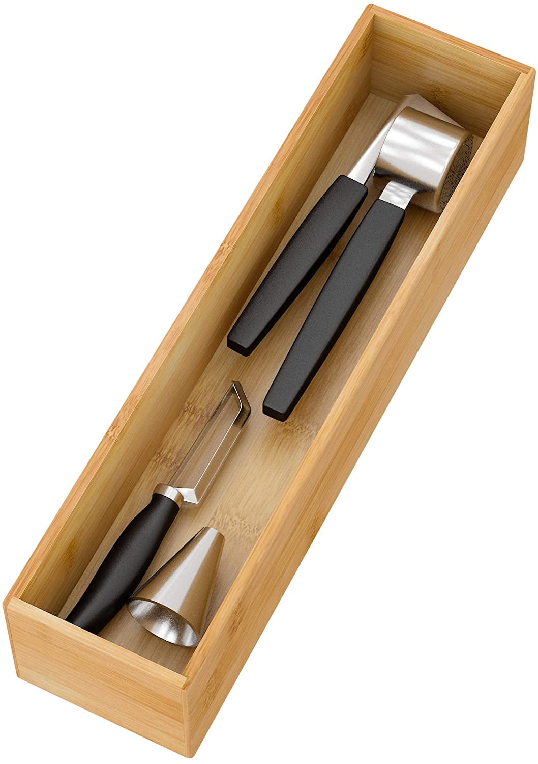 Bamboo Kitchen Drawer Organizer, Wooden Stora Box for Utensil Organizer ...