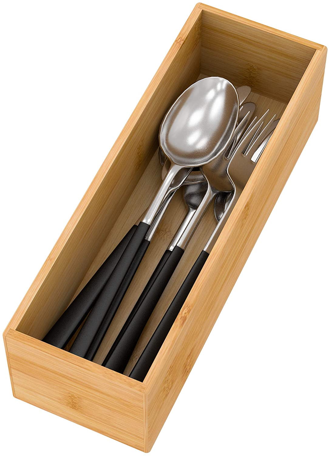 Bamboo Kitchen Drawer Organizer, Wooden Storage Box for Utensil ...