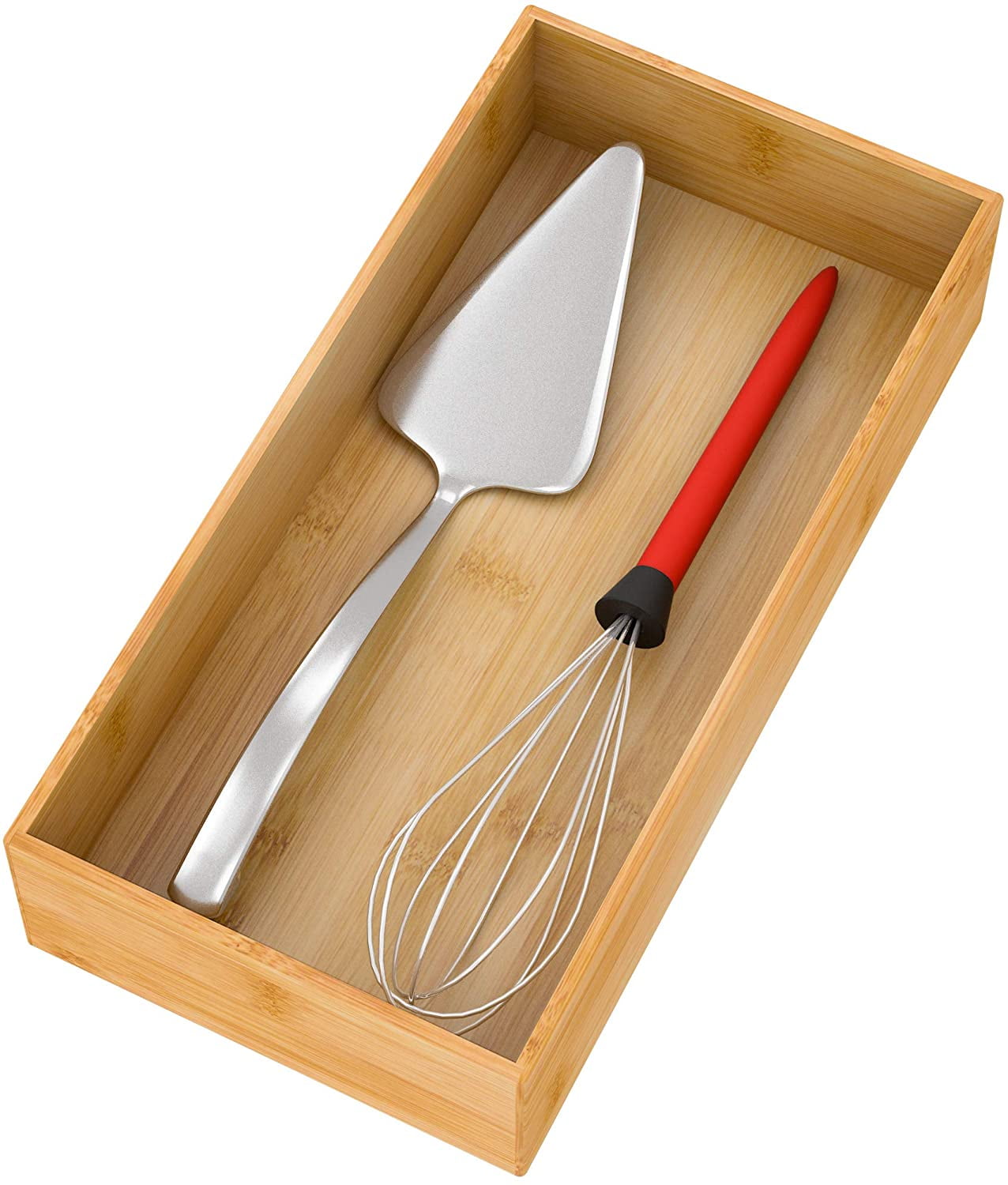 Bamboo Kitchen Drawer Organizer, Wooden Storage Box for Utensil ...