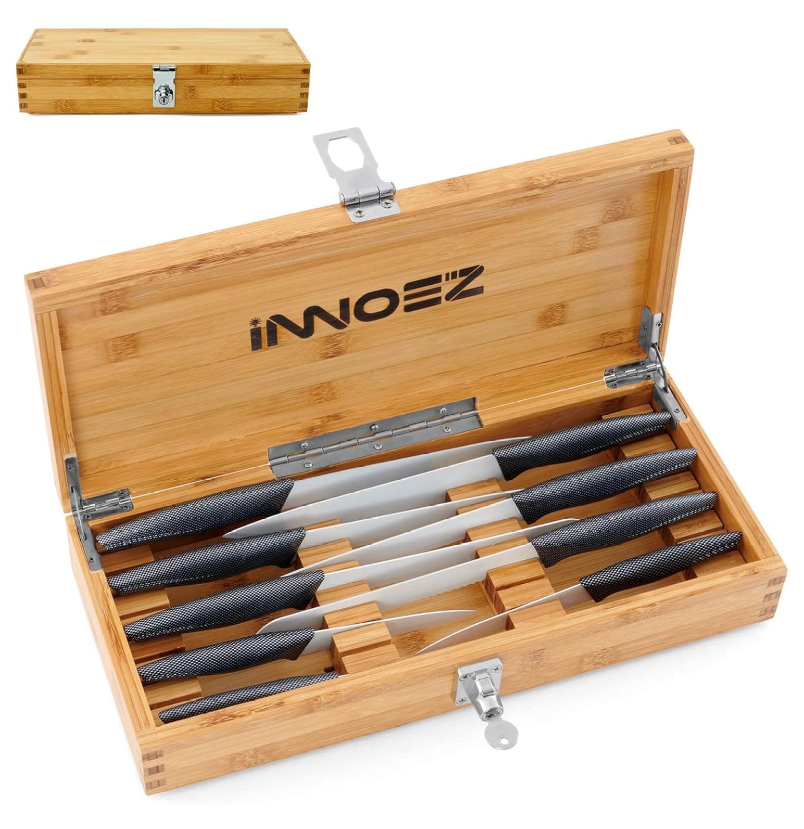 Bamboo Kitchen Knife Holder Lock Box - Knife Drawer Organizer Lockable ...