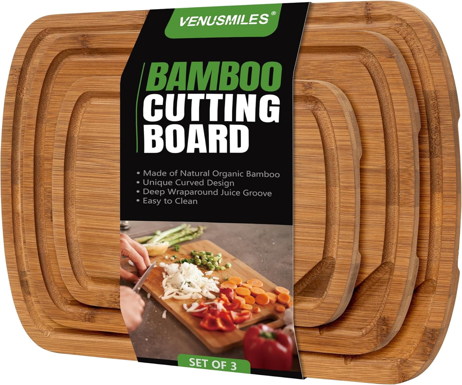 Bamboo for Kitchen, Organic Bamboo Wood with Deep Juice Grooves & Back ...