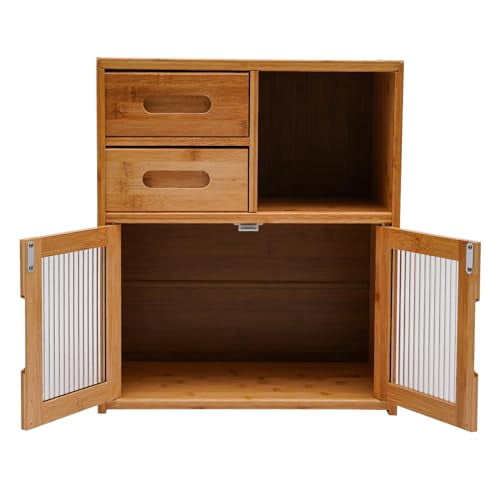 Bamboo Kitchen Pantry Cabinet with Drawers, 16.5" x 9" Kitchen Pantry ...