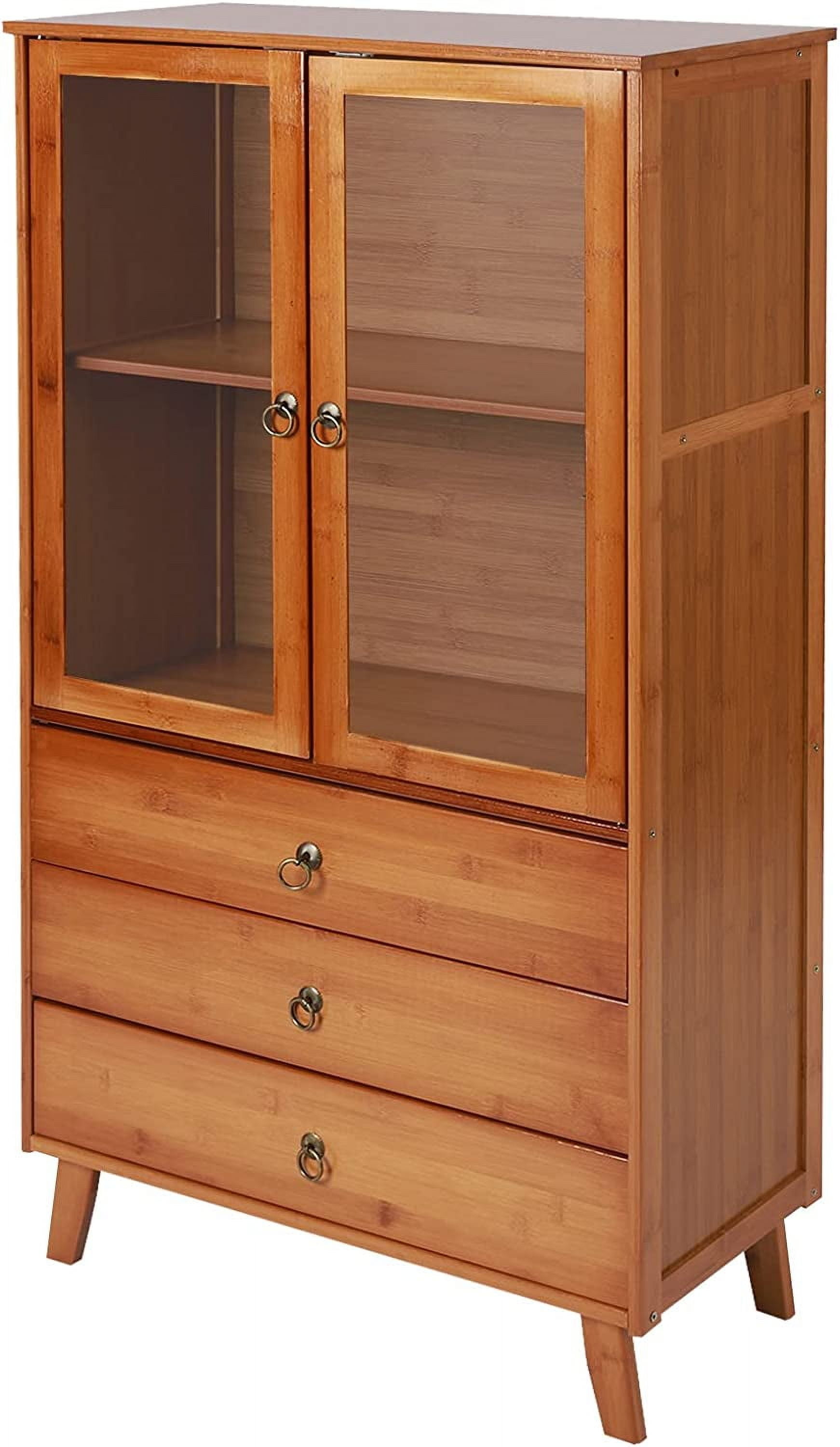 Bamboo Kitchen Sideboard with Clear Acrylic Doors, Modern Floor ...