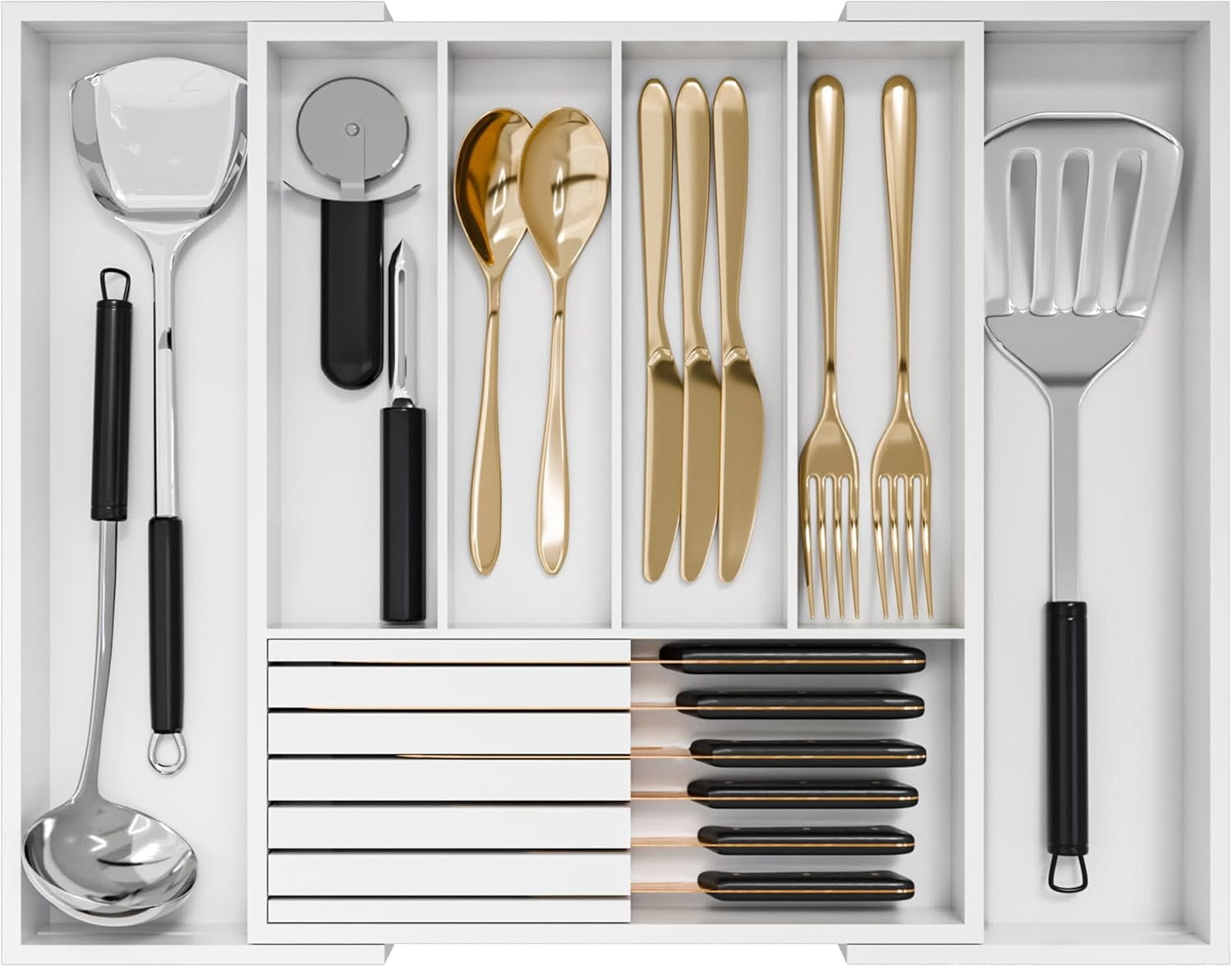 Bamboo Kitchen Silverware Drawer Orizer - Expandable Wood Utensil ...