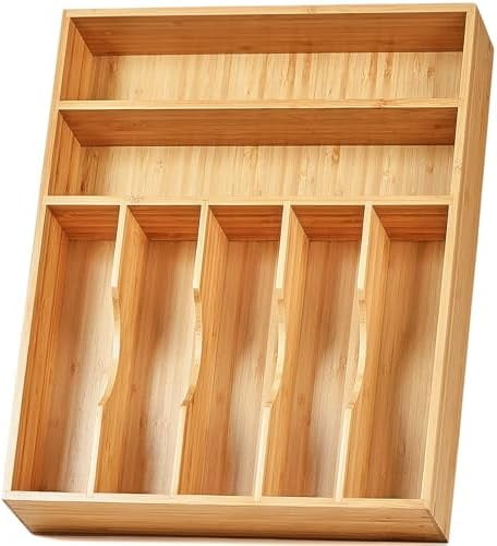Bamboo Kitchen Utensils Organizer, 13 Inch Drawer Dividers for ...