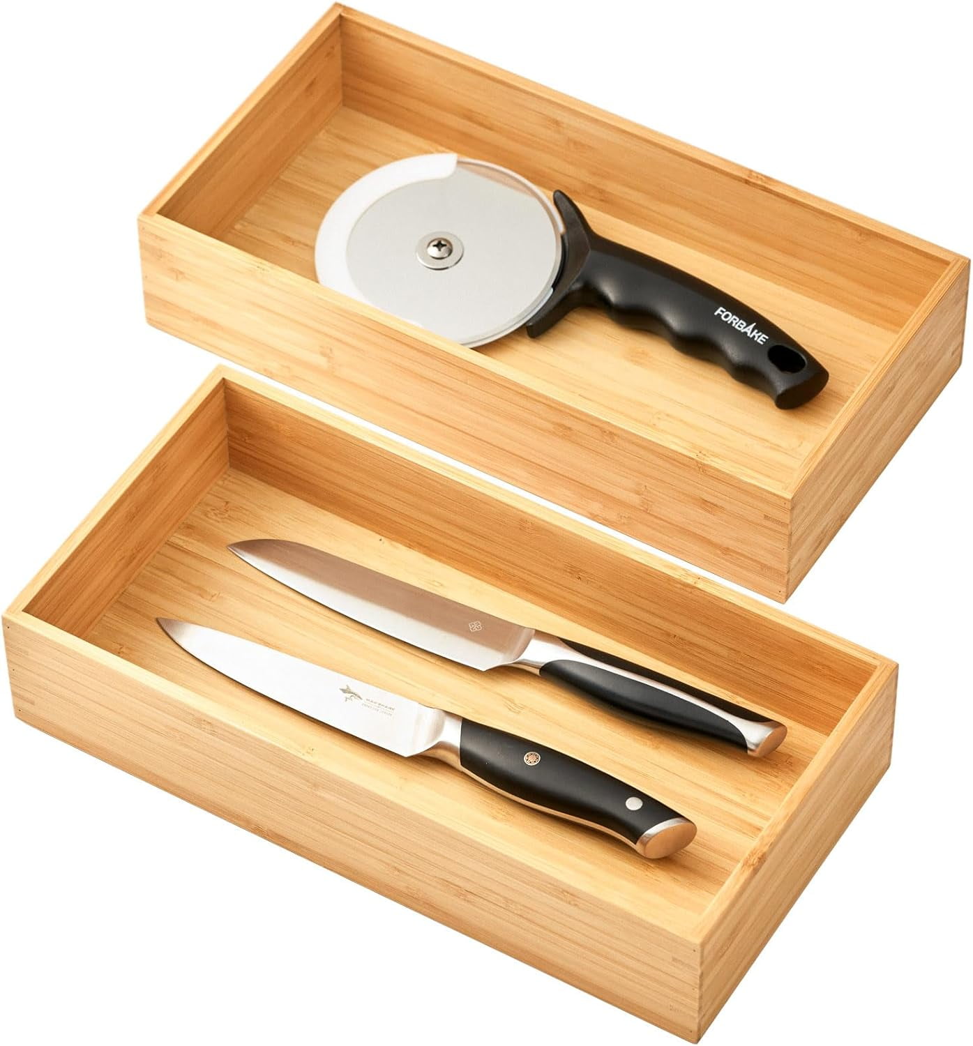 Bamboo Kitchen Utensils Organizer, Extra Long High Silverware Drawer ...