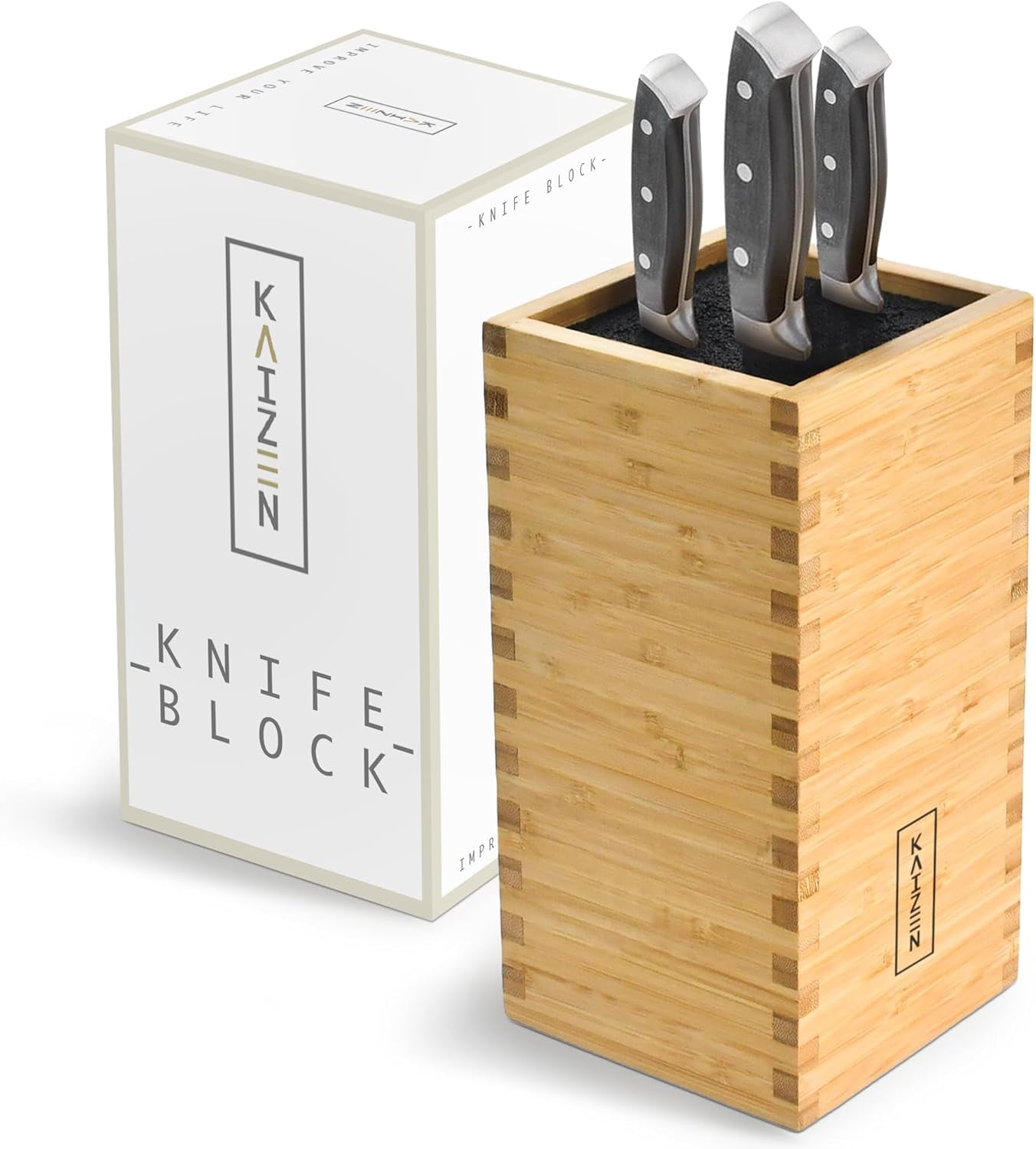 Bamboo Knife Block Without Knives - Perfectly Sized Universal Knife ...