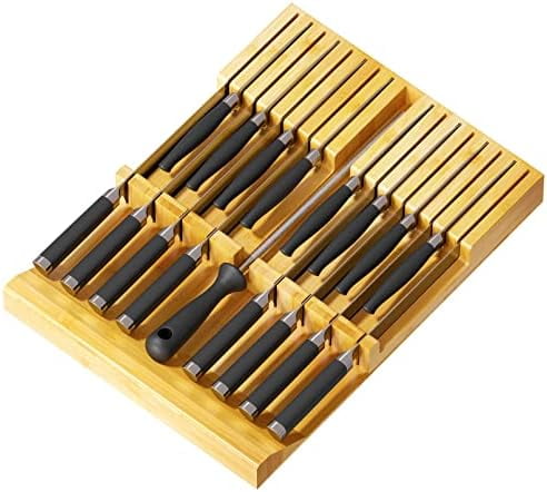 Bamboo Knife Drawer Organizer Insert, Kitchen Steak Knives Holder ...