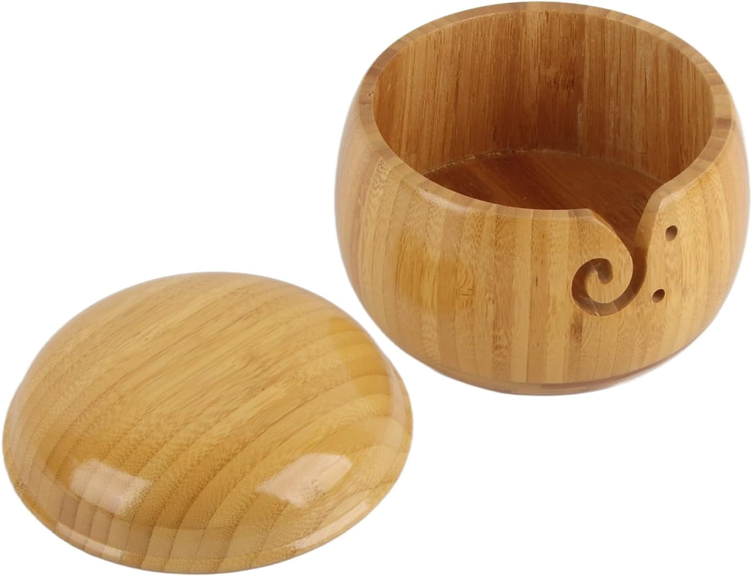 Bamboo Knitting Bowl, DIY Hand Craft Yarn Storage Bowls for Yarn Balls ...